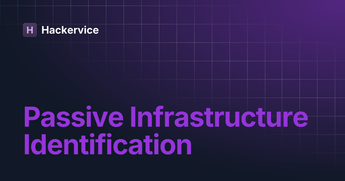 Passive Infrastructure Identification | Hackervice